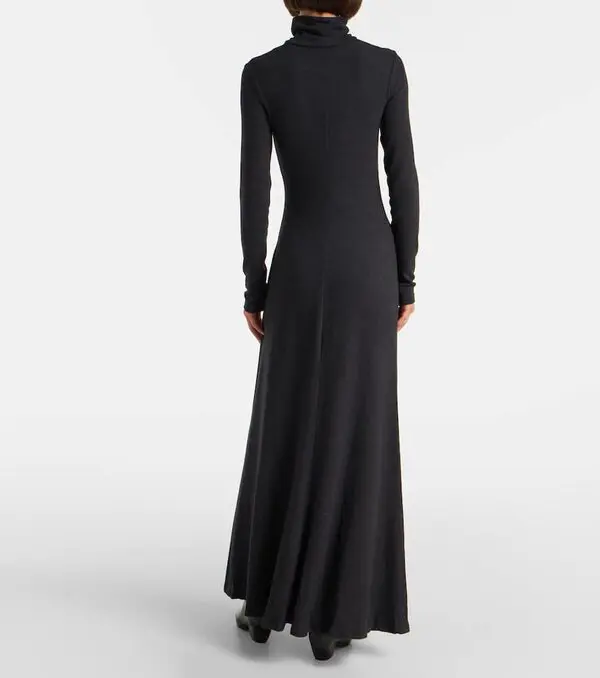 Staud Vanya Turtleneck Jersey Maxi Dress - Grey