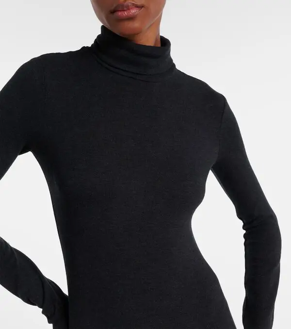 Staud Vanya Turtleneck Jersey Maxi Dress - Grey