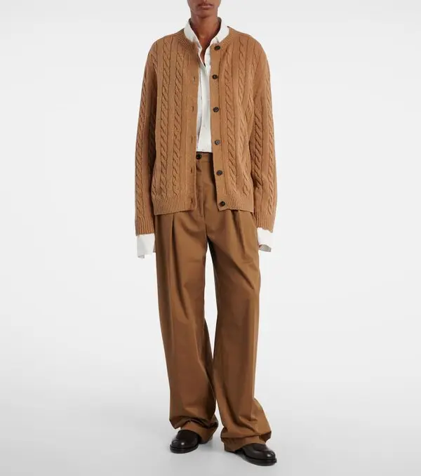 THE ROW Loneke Cable-knit Wool Cardigan