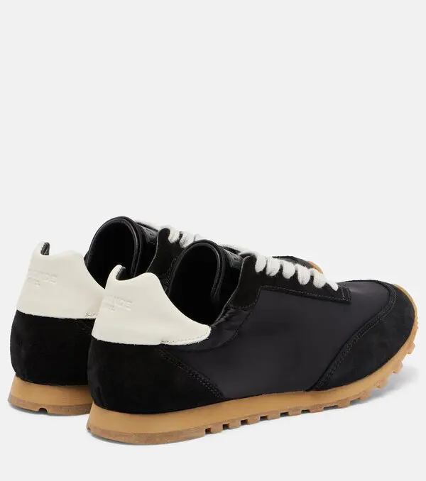 Le Monde Beryl Slim Runner Suede-trimmed Sneakers - Black