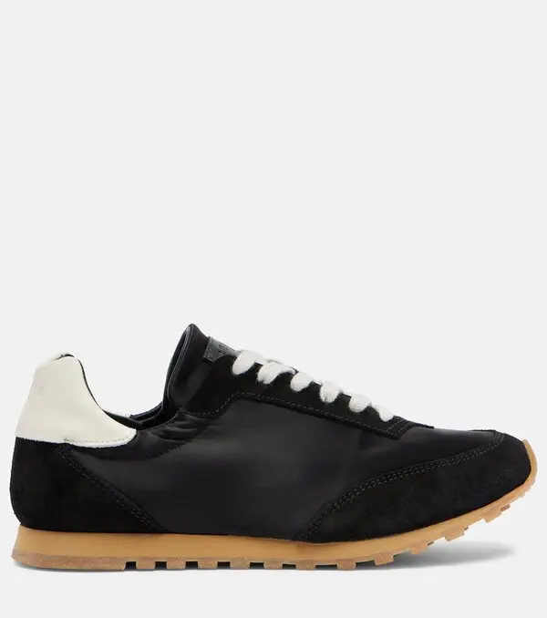 Le Monde Beryl Slim Runner Suede-trimmed Sneakers - Black