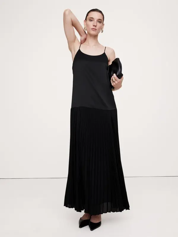 Banana Republic Pleated Drop-waist Maxi Dress