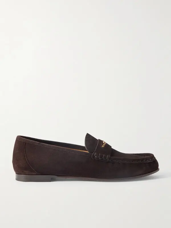 Chloé Embellished Suede Loafers - Brown