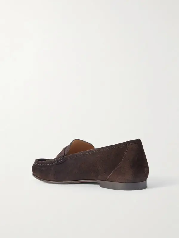 Chloé Embellished Suede Loafers - Brown