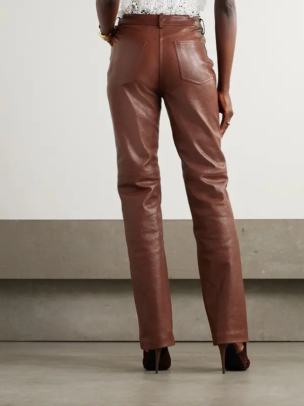 Magda Butrym Leather Straight-leg Pants - Brown