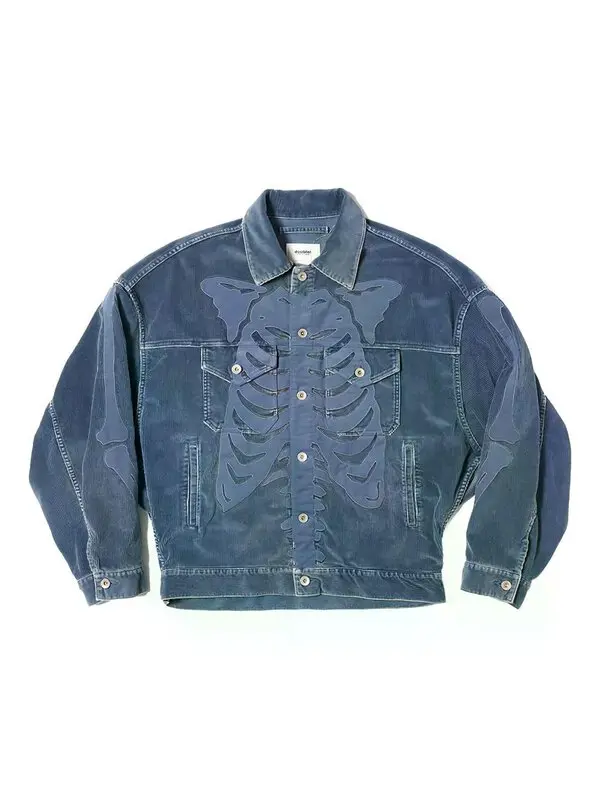 DOUBLET Skeleton-appliqué Corduroy Jacket - Blue