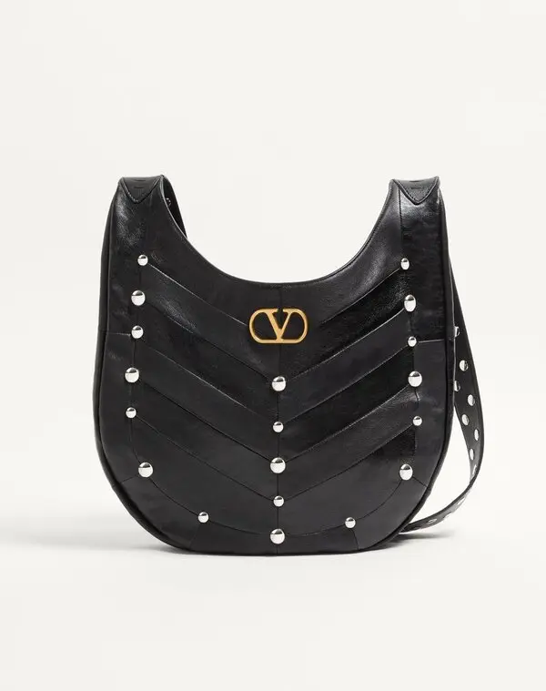 ValentinoGaravani Hoboho Hobo Bag In Chevron Pattern Nappa Leather With Studs