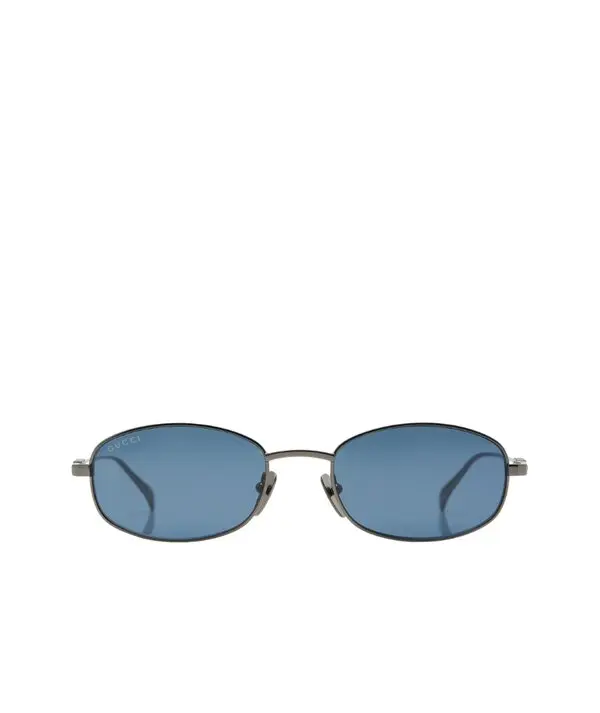 Gucci Oval-frame Metal Sunglasses - Blue