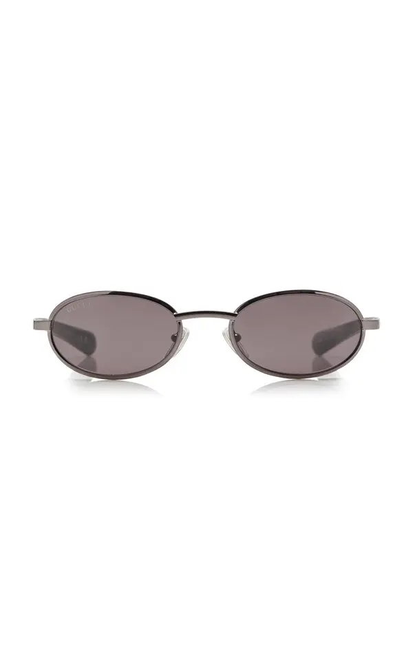 Gucci Oval-frame Metal Sunglasses - Grey