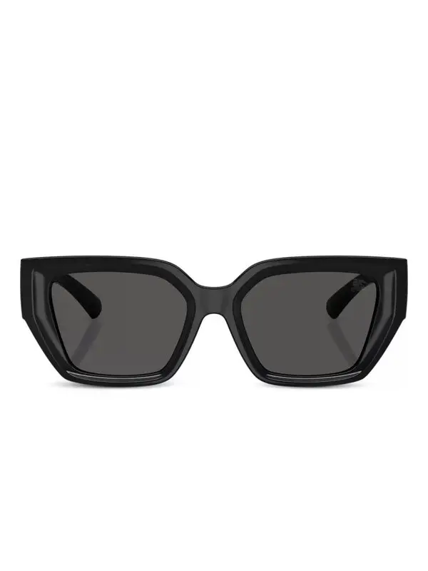 Burberry Geometric-frame Sunglasses With Logo Plaque - Black