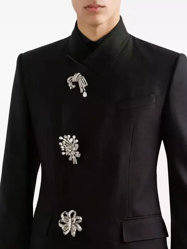 Dolce & Gabbana Wool Gabardine Double-breasted Jacket With Brooches