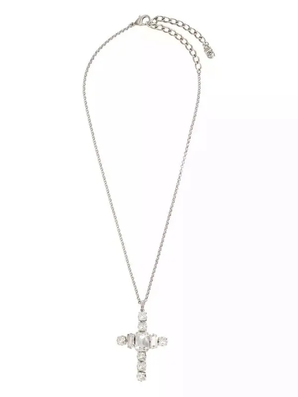 Dolce & Gabbana Rhinestone-embellished Cross Pendant Necklace - Silver