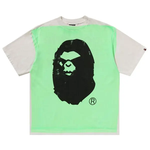A BATHING APE X Saint Mxxxxxx Mad Face Handprinting Tee - White