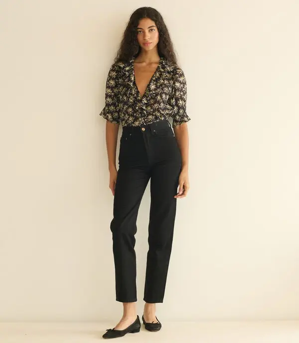 DÔEN Henri Floral Print Top - Noir Rosier Floral