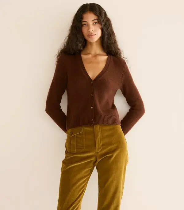 DÔEN Cameron Cashmere Cardigan - Dark Umber