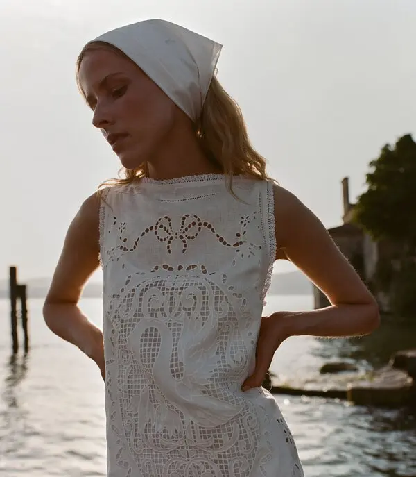 DÔEN Lucina Embroidered Linen Mini Dress