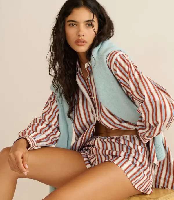 DÔEN Oversized Striped Cotton Shirt - Alicante Stripe