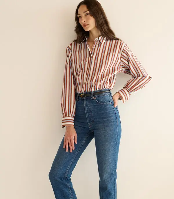 DÔEN Oversized Striped Cotton Shirt