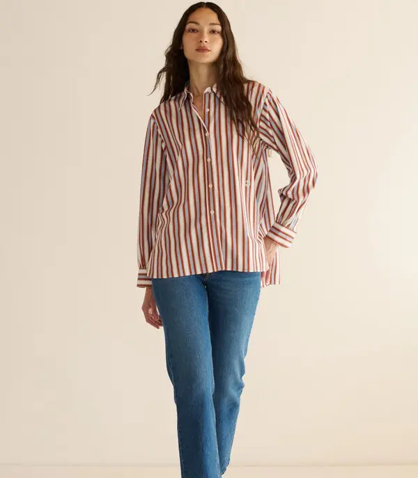 DÔEN Oversized Striped Cotton Shirt