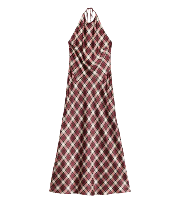 DÔEN Maxime Plaid Silk Satin Dress