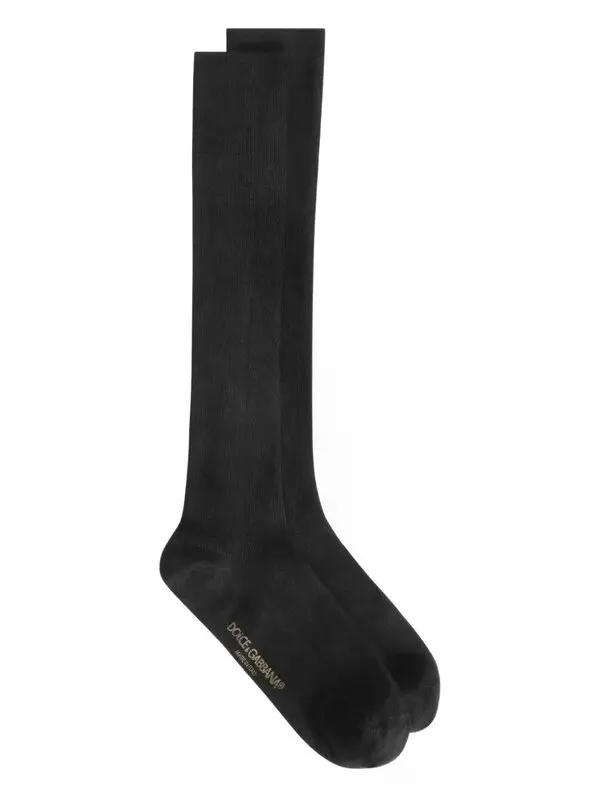 Dolce & Gabbana Ribbed Knee-high Socks - Black