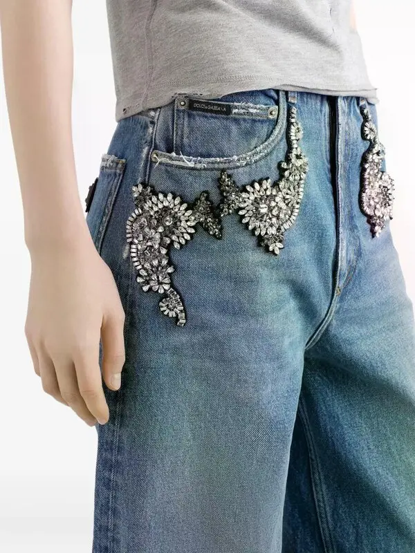 Dolce & Gabbana Crystal-embellished Jeans - Blue