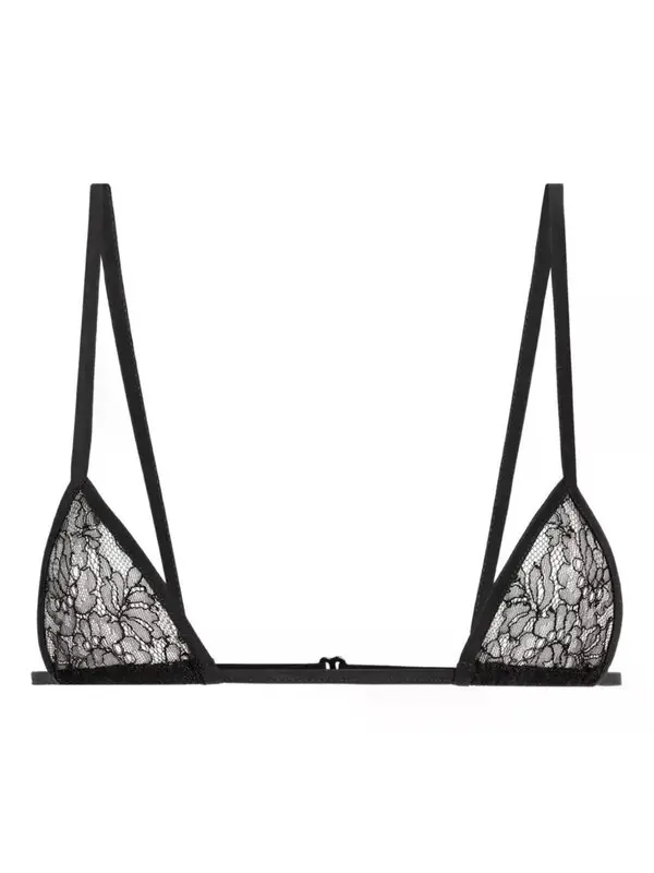 Dolce & Gabbana Lace-trimmed Triangle Bra - Black