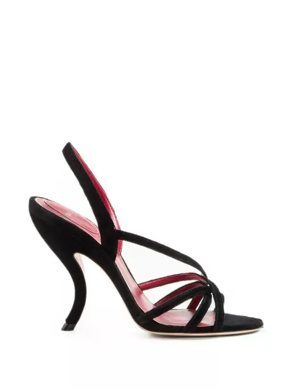 Valentino Garavani Velvet Strappy Sandals 105mm - Black