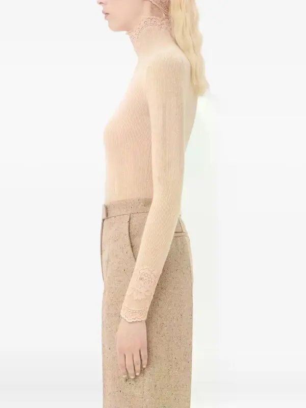 Valentino Garavani Cashmere Jumper With Lace Details - Neutrals