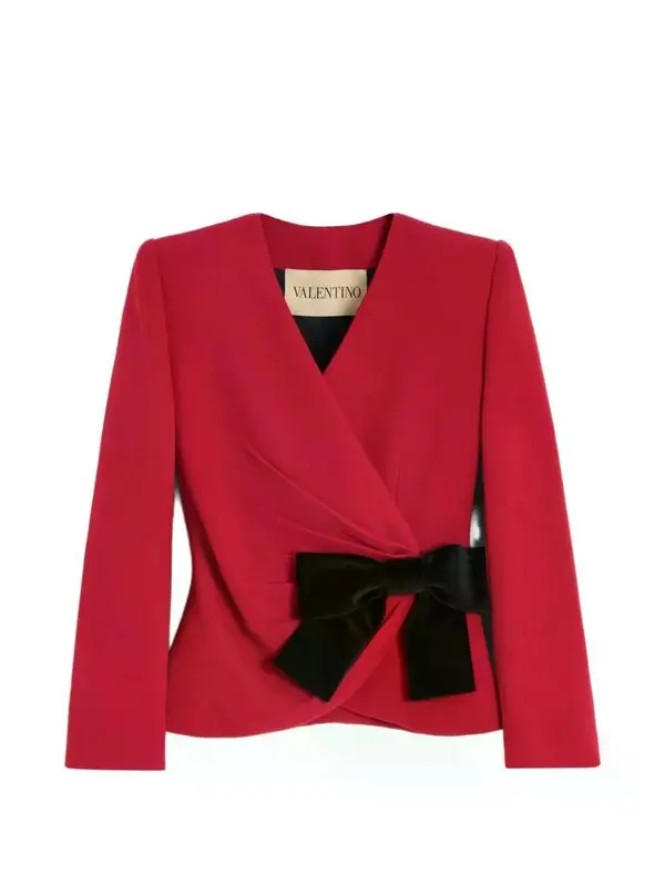 Valentino Garavani Bow-detail Crepe Blazer - Red