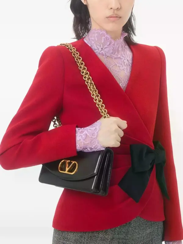 Valentino Garavani Wool Crepe Jacket With Contrasting Bow Detail