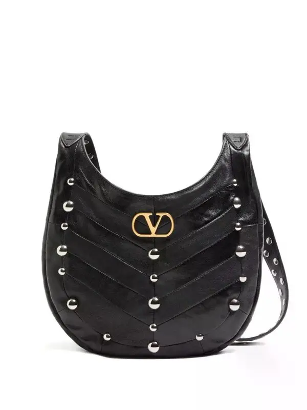 Valentino Garavani Small Chevron-quilted Hobo Shoulder Bag - Black