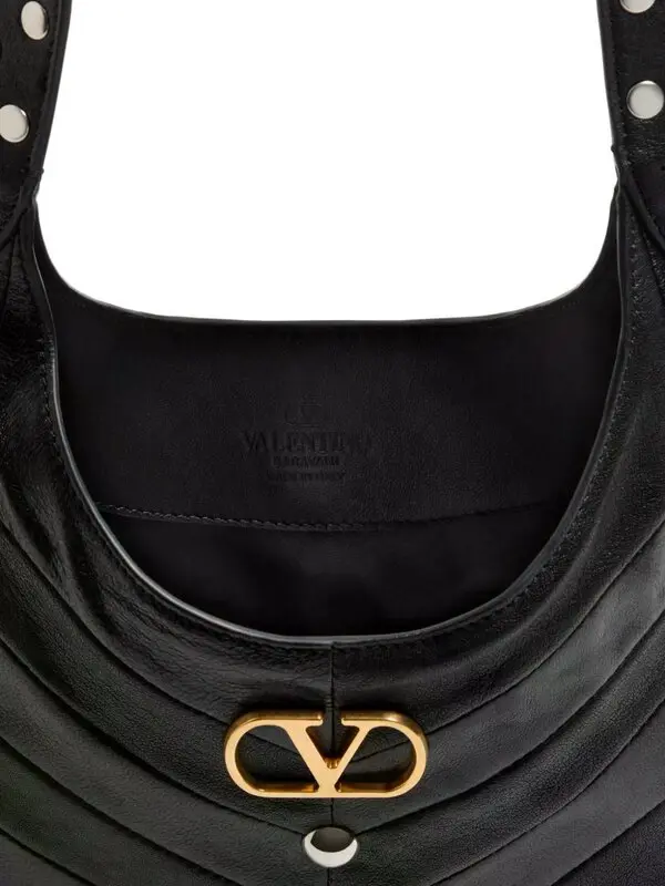 Valentino Garavani Small Chevron-quilted Hobo Shoulder Bag - Black