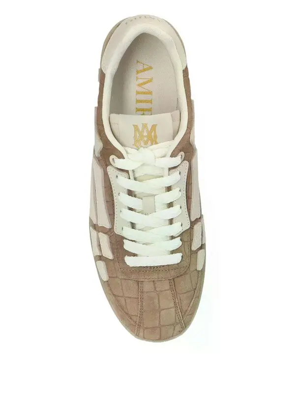 Amiri Crocodile-embossed Skeleton Trainers - Neutrals