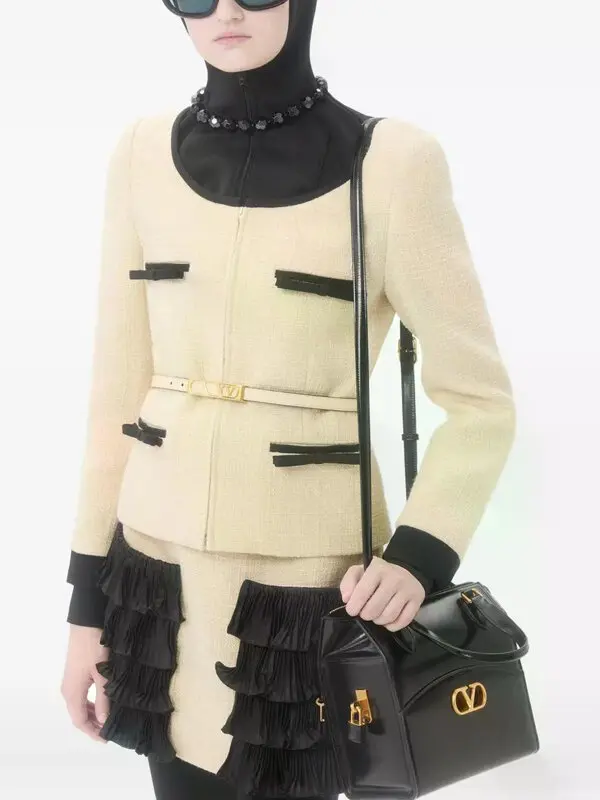 Valentino Garavani Bow-detail Tweed Jacket - Neutrals