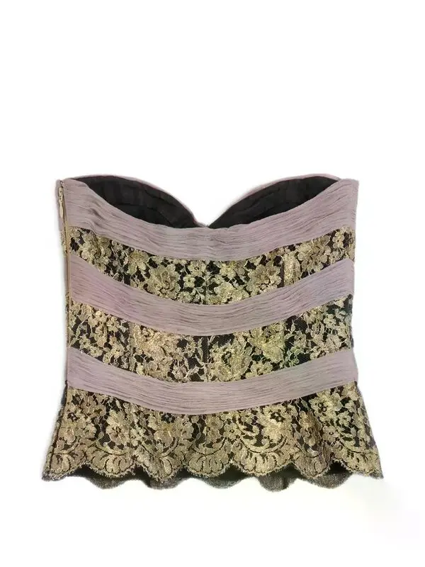 Valentino Garavani Strapless Lace Corset Top - Grey