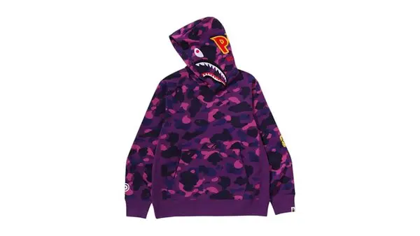 A BATHING APE Camo Shark Pullover Hoodie - Purple