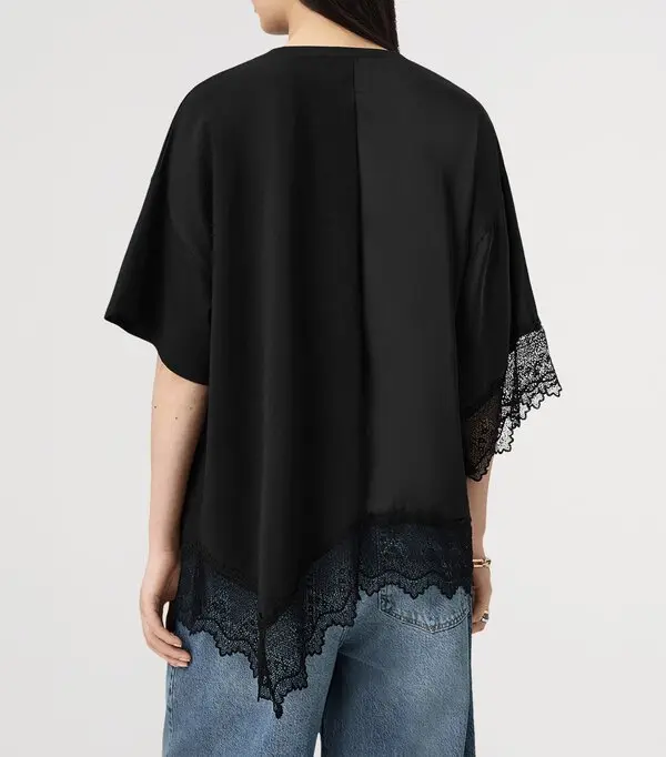 ALLSAINTS Cotton Lace-trim Lenny T-shirt - Black