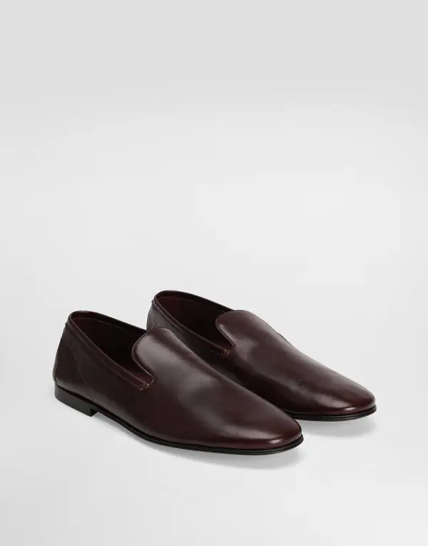Dolce & Gabbana Erice Leather Slippers - Bordeaux
