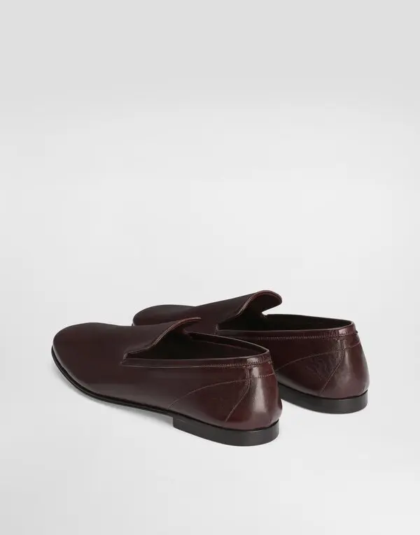 Dolce & Gabbana Erice Leather Slippers - Bordeaux