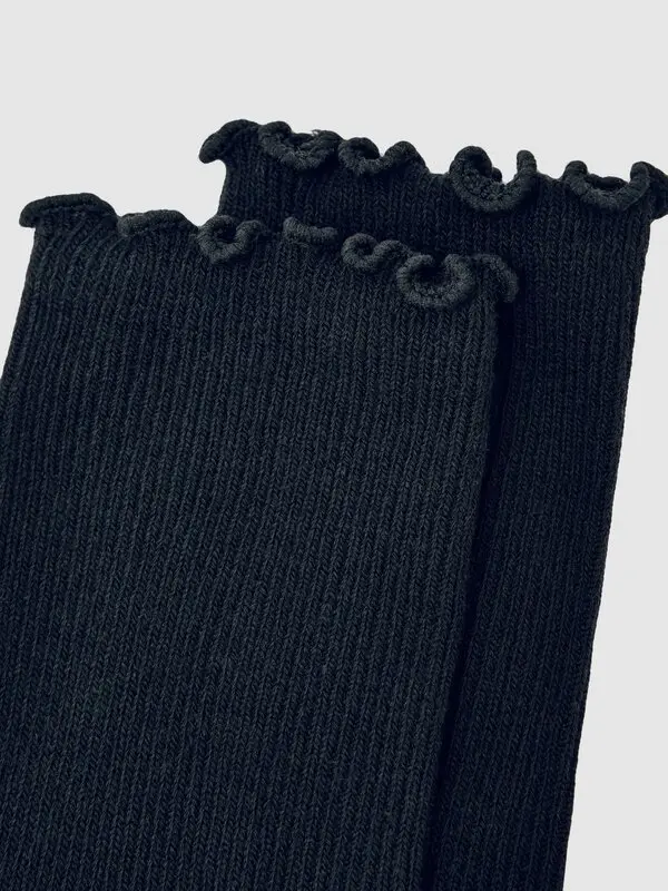 REISS Rae Ribbed Frilly Socks - Black