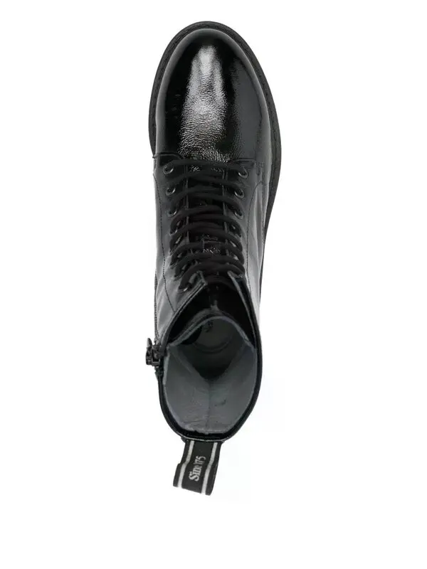 NEROGIARDINI Lace-up Patent-leather Boots - Black