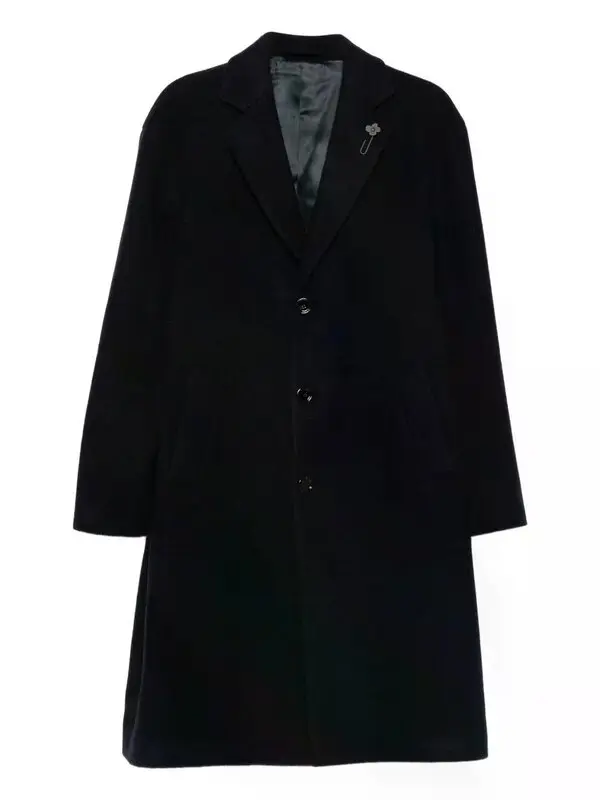 LARDINI Single-breasted Coat With Logo Pin