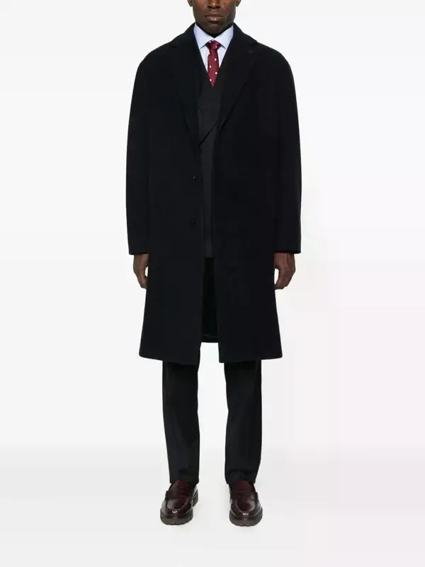 LARDINI Single-breasted Coat With Logo Pin