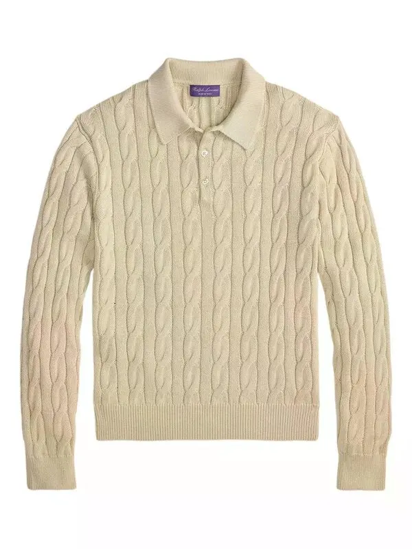 Ralph Lauren Purple Label Cable-knit Polo Sweater
