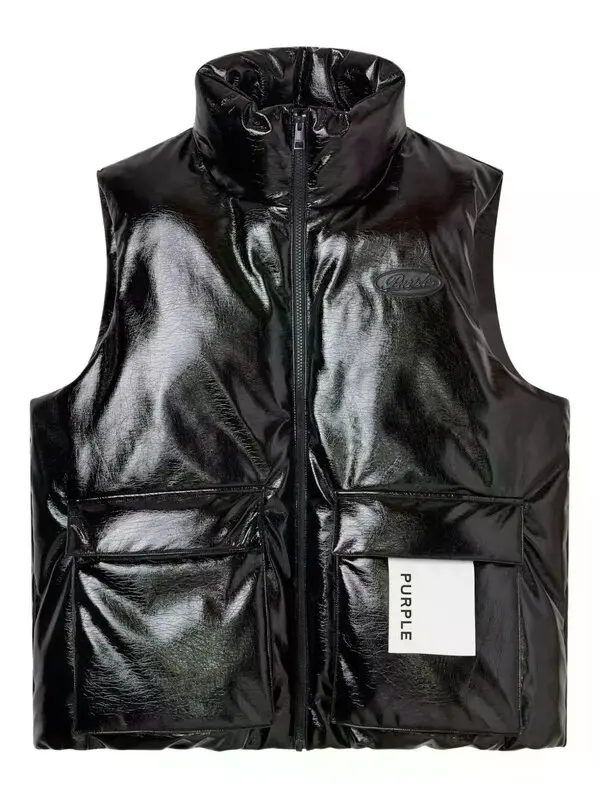 PURPLE BRAND High-neck Gilet - Black