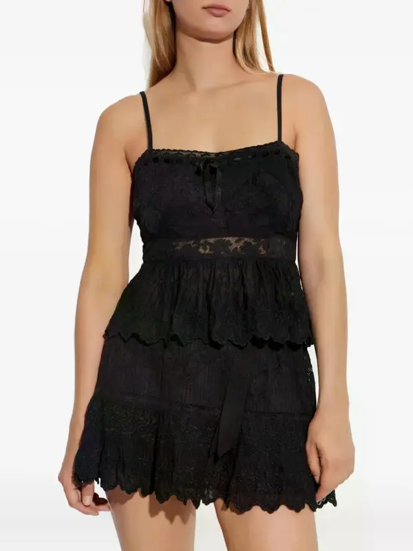LoveShackFancy Embroidered Ruffled Top