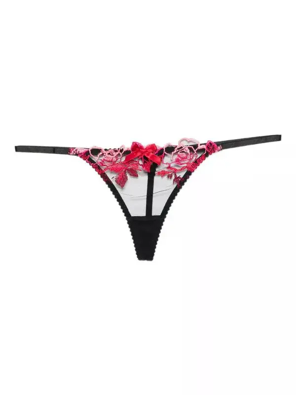 Agent Provocateur Callypso Floral-embroidered Thong - Black