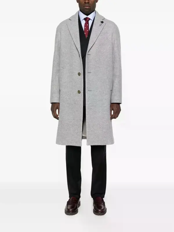 LARDINI Single-breasted Coat With Logo Pin