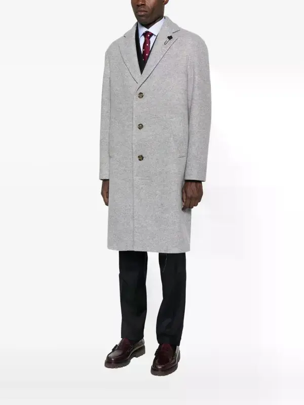 LARDINI Single-breasted Coat With Logo Pin